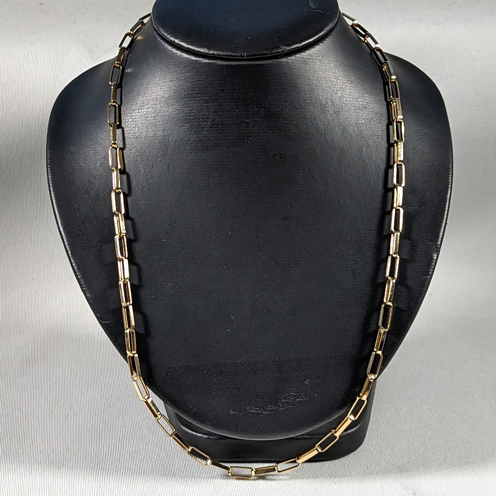 14ct Gold Rectangular Link Chain 20" - Own4Less